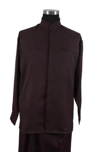 Men's Brown Mandarin Collar Walking Suit Long Sleeve Milano 2826