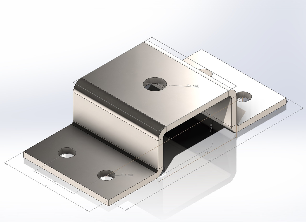 316 STAINLESS STEEL TOP-HAT BRACKET 4 HOLE FIXING