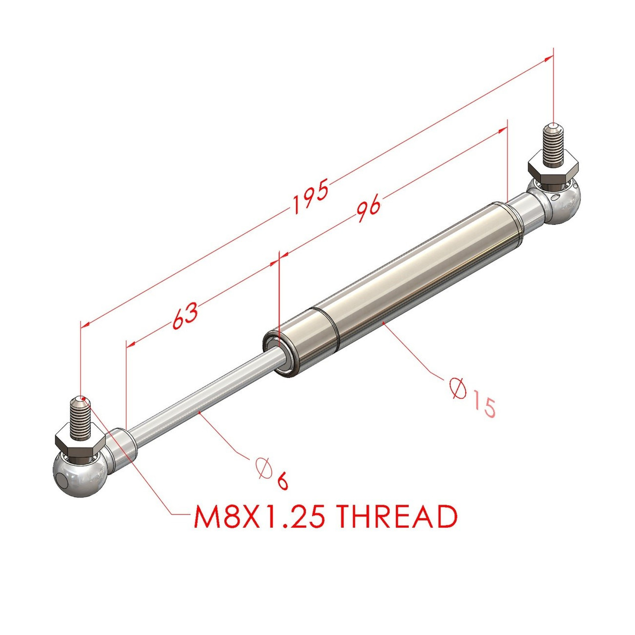 615 STAINLESS GAS STRUT