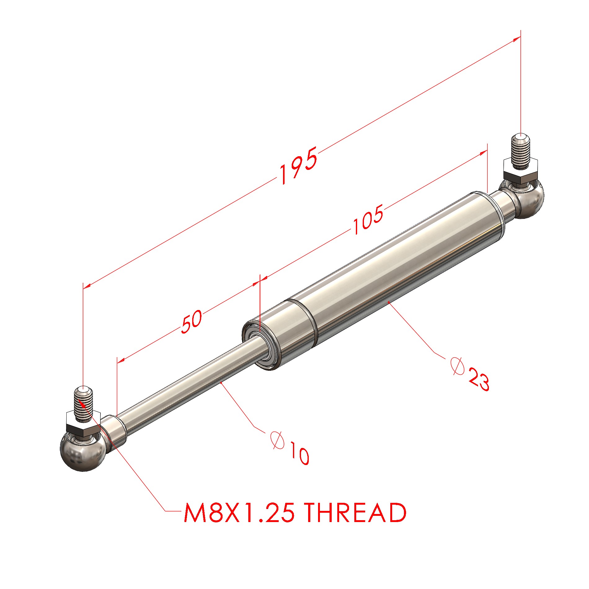 1022 STAINLESS GAS STRUT