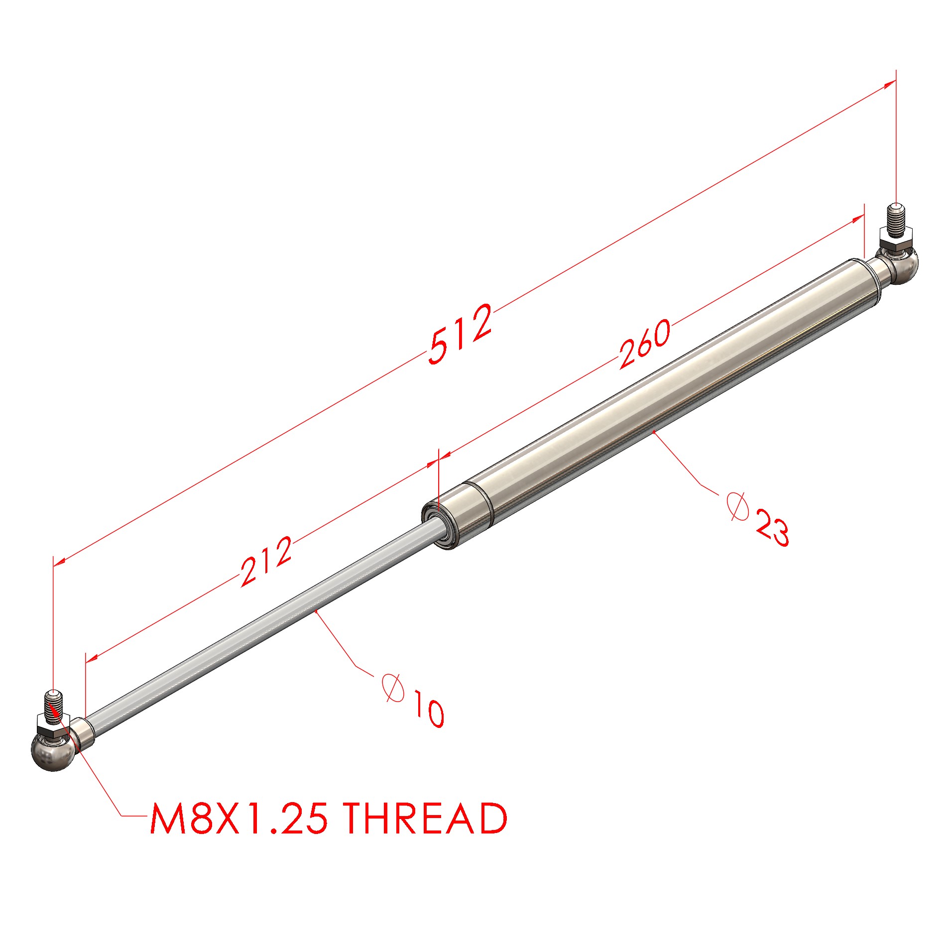 1022 STAINLESS GAS STRUT