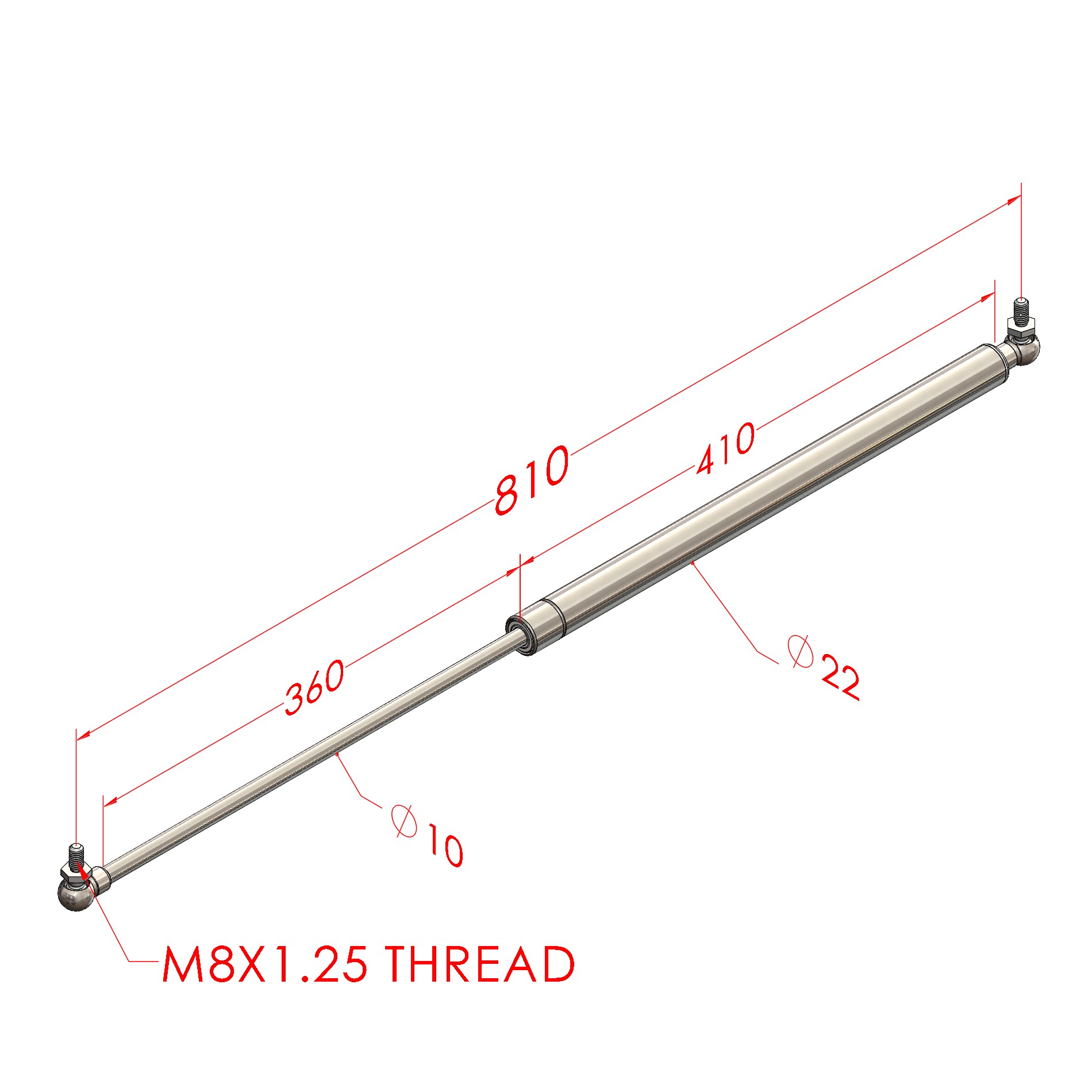 1022 STAINLESS GAS STRUT