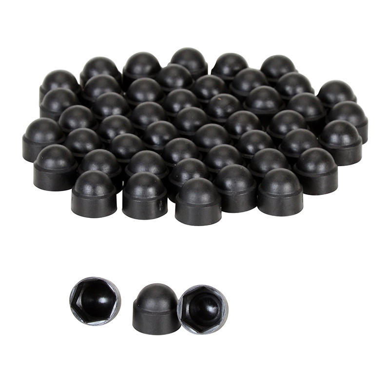 Plastic Bolt Caps, 50 Pack, 3/8in Anchor Size, Black | CMTP