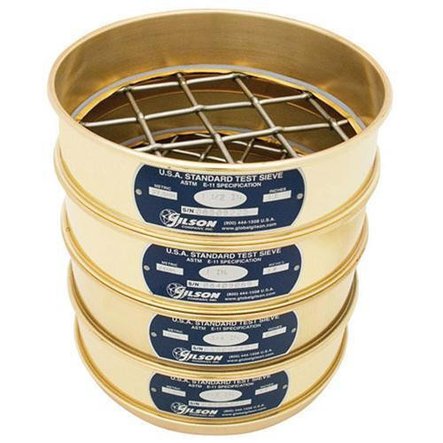 Gilson 8in Sieve, Brass/Stainless, Full Ht., #200 | Sieves