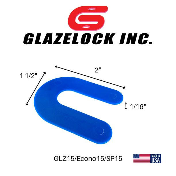 Glazelock SP15-IN Plastic Flat Horseshoe Shims, Blue, Solid, 1-1/2" x 2 ...