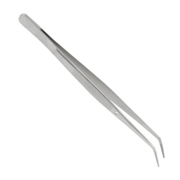 Forceps, Sharp Serrated Point with Curved Tip , 6in