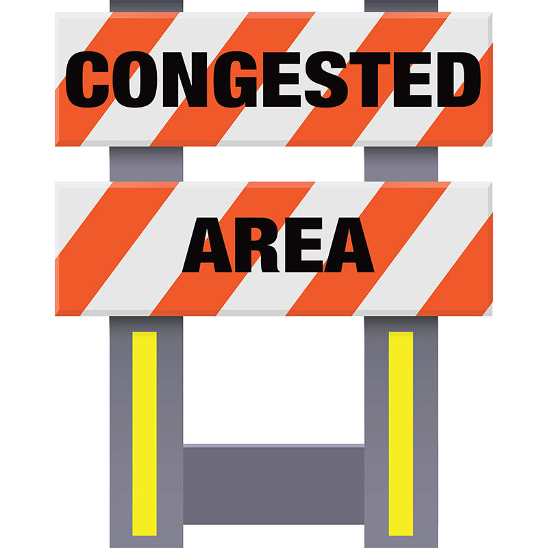 Plastic Folding Safety Barricade, "Congested Area", Orange