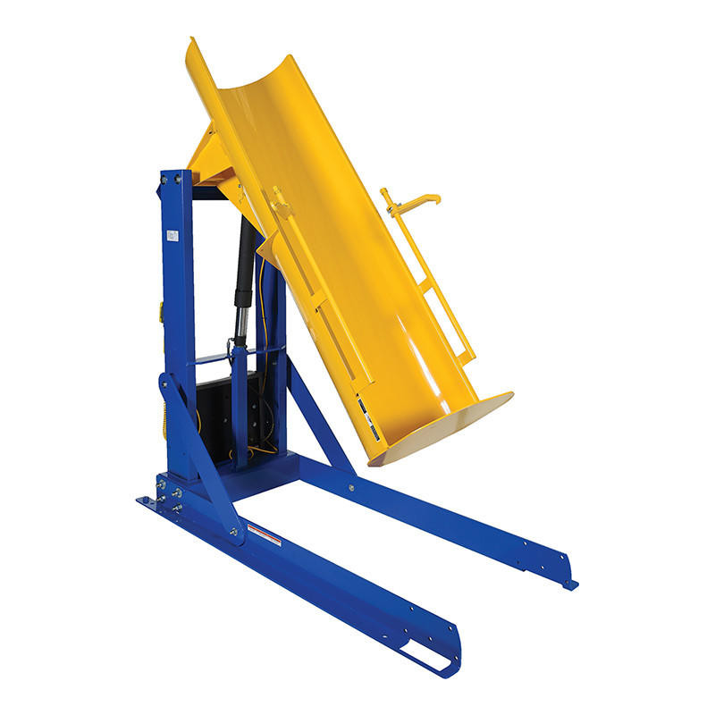 Stationary Hydraulic Drum Dumper 60in Dump Hgt. 750lb, Blue / Yell ...
