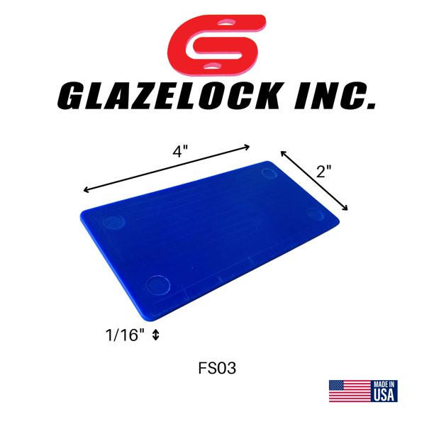 Plastic Flat Plate Shims, Blue, 2 x 4 x 1/16in (480/Case)