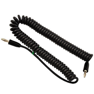 6 Foot Coiled Test Lead with Banana Plugs, Black