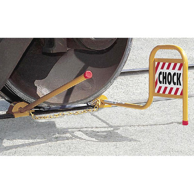 Rail Car Wheel Chock With Flag | Freight and Locomotive Supplies