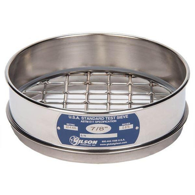 Gilson 8in Sieve, All Stainless, Full Height, 7/8in | Test Sieves