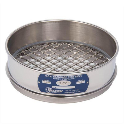 Gilson 8in Sieve, All Stainless, Full Height, 1/2in | Test Sieves