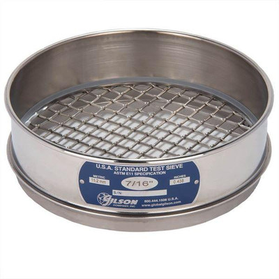 Gilson 8in Sieve, All Stainless, Full Height, 7/16in | Test Sieves