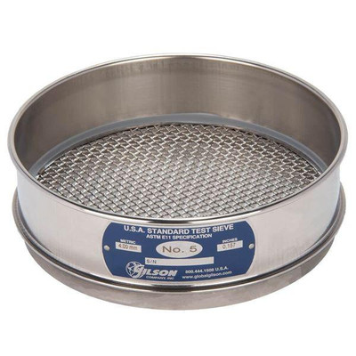 Gilson 8in Sieve, All Stainless, Full Height, #5 | Test Sieves