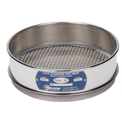 Gilson 8in Sieve, All Stainless, Full Height, #6 | Test Sieves ...
