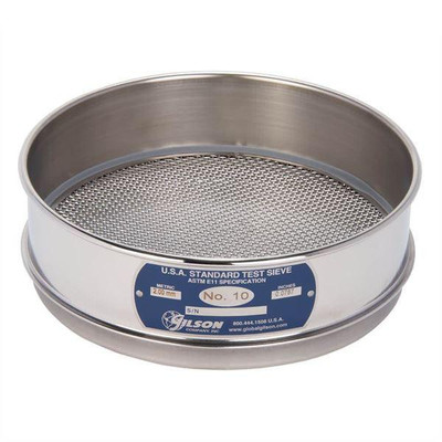Gilson 8in Sieve, All Stainless, Full Height, #10 | Test Sieves