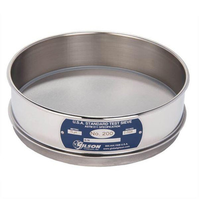 Gilson 8in Sieve, All Stainless, Full Height, #200 | Test Sieves ...