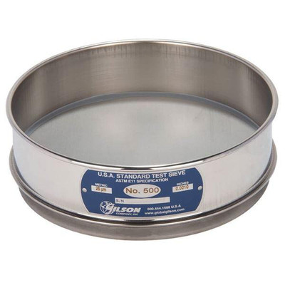 Gilson 8in Sieve, All Stainless, Full Height, #500 | Test Sieves ...