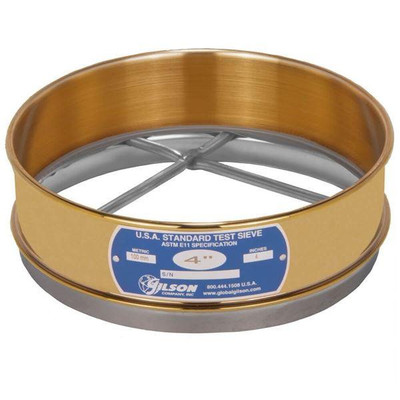 Gilson 8in Sieve, Brass/Stainless, Full Height, 4in | Test Sieves | CMTP