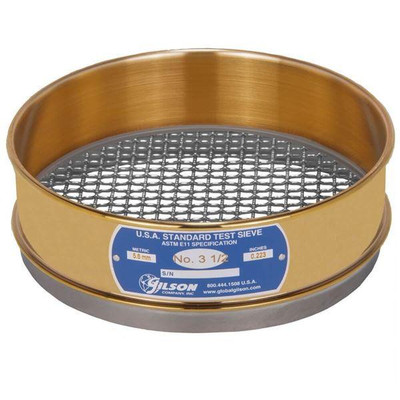 Gilson 8in Sieve, Brass/Stainless, Full Height, #3-1/2 | Test Sieves | CMTP