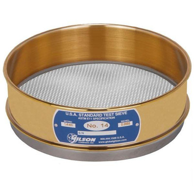 Gilson 8in Sieve, Brass/Stainless, Full Height, #14 | Test Sieves ...