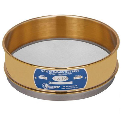 Gilson 8in Sieve, Brass/Stainless, Full Height, #100 | Test Sieves
