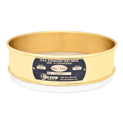Gilson 8in Sieve, Brass/Stainless, Full Height, #140 | Test Sieves ...