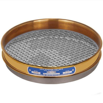 Gilson 8in Sieve, Brass/Stainless, Half Height, #3-1/2 | Test Sieves | CMTP