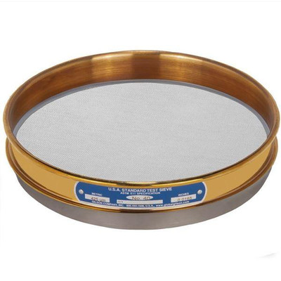 Gilson 8in Sieve, Brass/Stainless, Half Height, #40 | Test Sieves