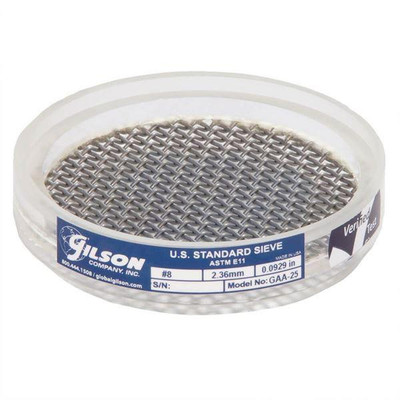 Gilson 3in Sieve, Acrylic Frame/Stainless Steel Cloth, #8 | CMTP