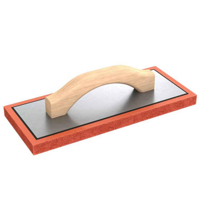Red Rubber Float, 12in x 5in x 3/4in, Wood Handle | CMTP
