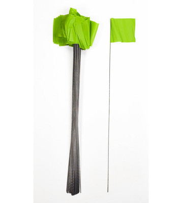Wire Marking Flags, 4in x 5in x 30in, Glow Lime (1000/Box)
