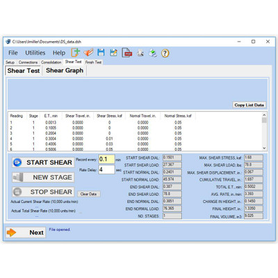 Direct and Residual Shear Data Software | Geotech Tools | CMTP