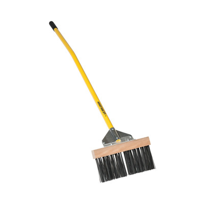 Wire Broom, 12in Flat Steel, 60in Yellow Aluminum Handle