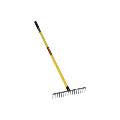 Level Head Rake with 16 Tine 16in Head, 64in Yellow Handle