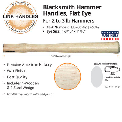 14in Hammer Handle, Flat Eye for 2 to 3 Lb. Hammers | Certified MTP