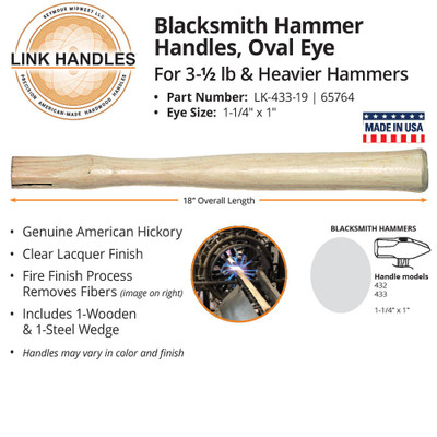 18in Handle for Engineers Hammer, Clear Lacquer, Fire Finish | CMTP