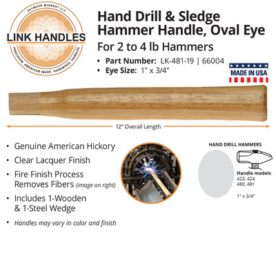 12in Hand Drill Or Sledge Hammer Handle, Oval Eye | CMTP