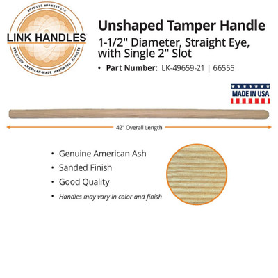 42in Straight Tamper Handle, Single 2in Slot, Sanded Finish | CMTP