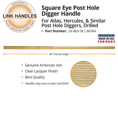 48 Square Eye Handle for Atlas, Hercules, and Posthole Diggers | CMTP