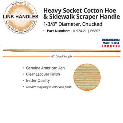 60in Socket Cotton Hoe and Scraper Handle, 1-3/8in Diameter