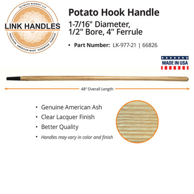 48in Potato Hook Handle, 1-7/16in Diameter, 4in Ferrule | CMTP