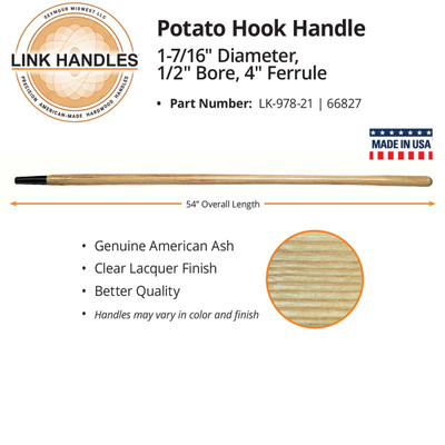 54in Potato Hook Handle, 1-7/16in Diameter, 4in Ferrule | CMTP