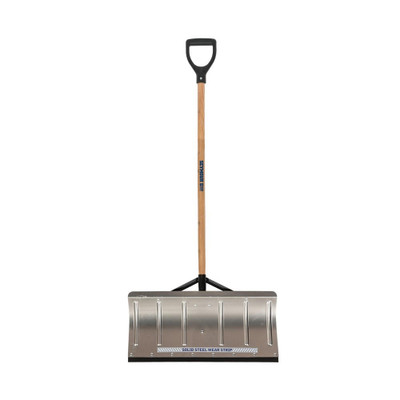 Aluminum Pusher, 24in with Wear Strip, Braces, 42in Wood Handle | CMTP