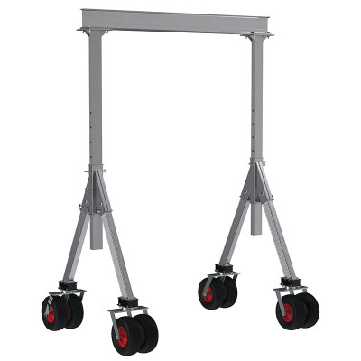 Gantry Crane, Rubber Casters 8ft x 12ft Max Hgt 4,000lb Silver