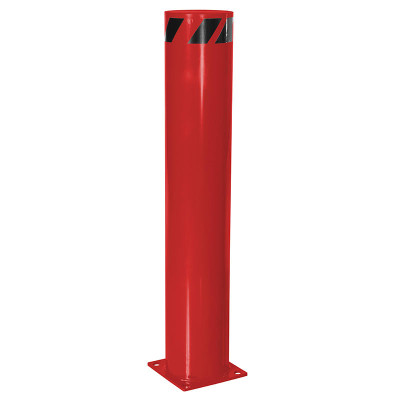 Steel Pipe Safety Bollard, 48in x 8-1/2in, Red | CMTP