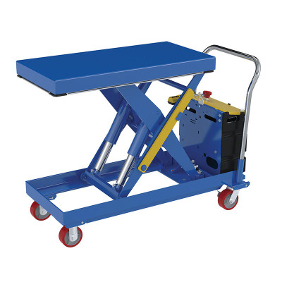 Steel 12V DC Hydraulic Elevating Cart, 20 x 40in 2500 lb., Blue