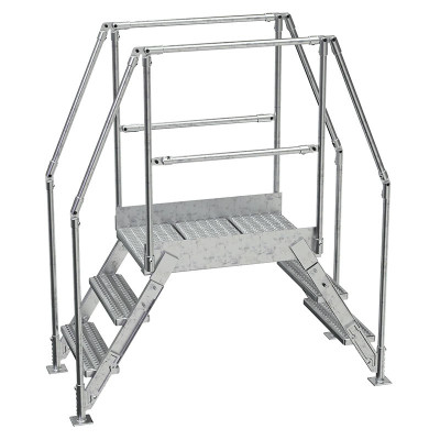 Steel Crossover Ladder, 3-Step, 23-1/2 x 36in, 500 lb., Silver | CMTP