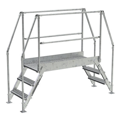 Steel Crossover Ladder, 3-Step, 23-1/2 x 60in, 500 lb., Silver | CMTP